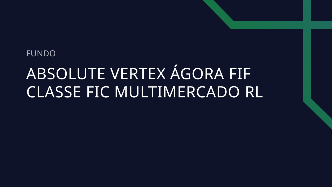 Fundo Absolute Vertex Ágora FIF Classe FIC Multimercado RL