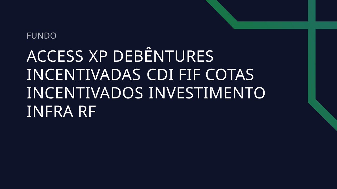 Fundo Access XP Debêntures Incentivadas CDI FIF Cotas Incentivados ...