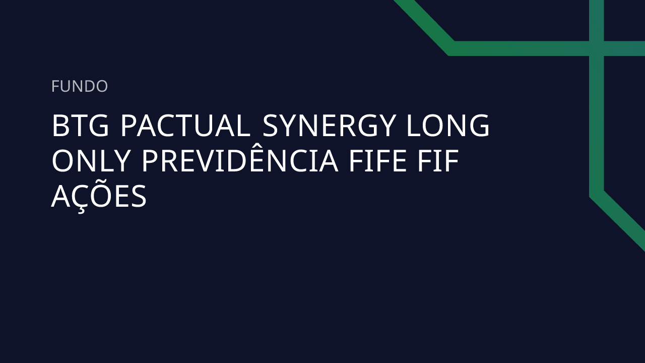 Fundo BTG Pactual Synergy Long Only Previdência Fife FIF Ações