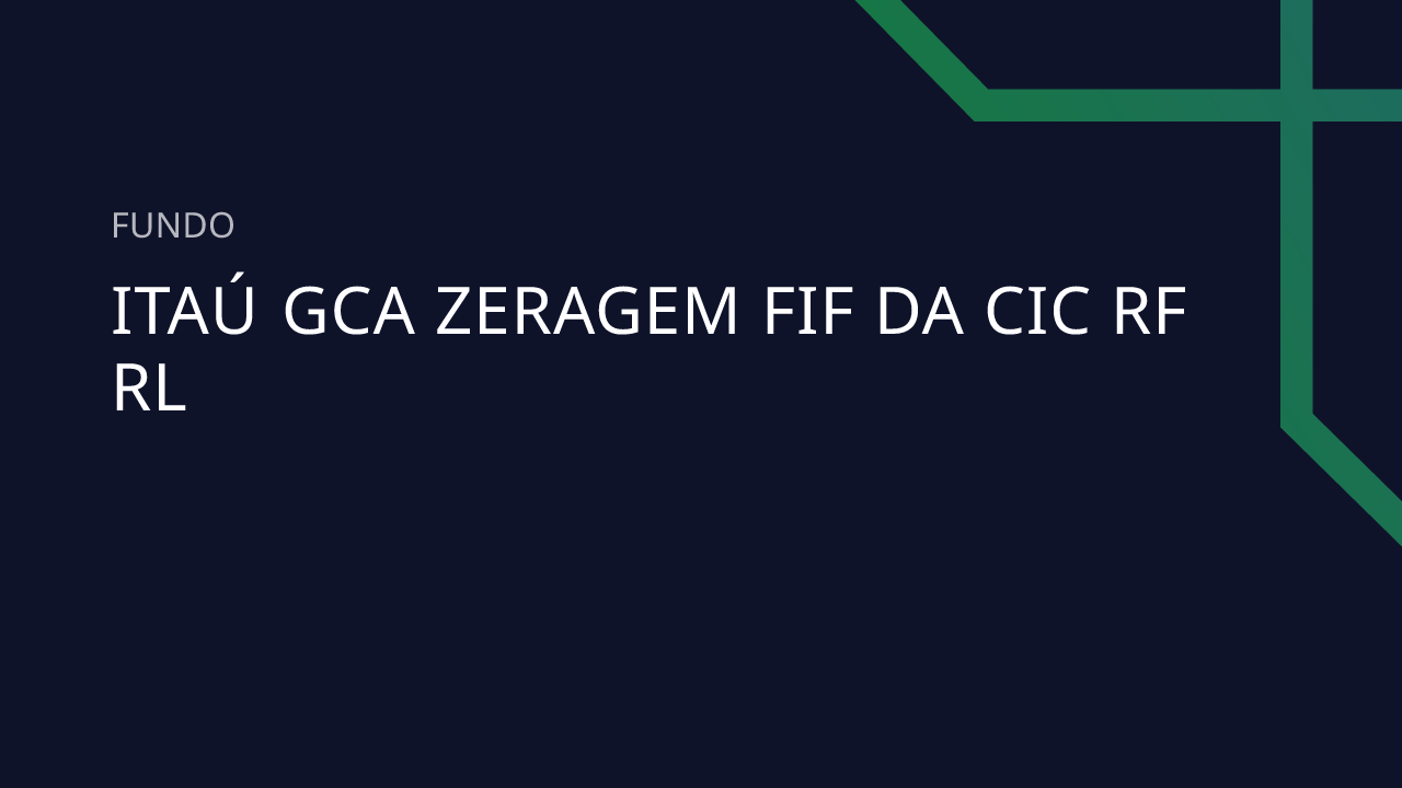Fundo Itaú Gca Zeragem FIF DA CIC RF RL - 63.884.193/0001-00