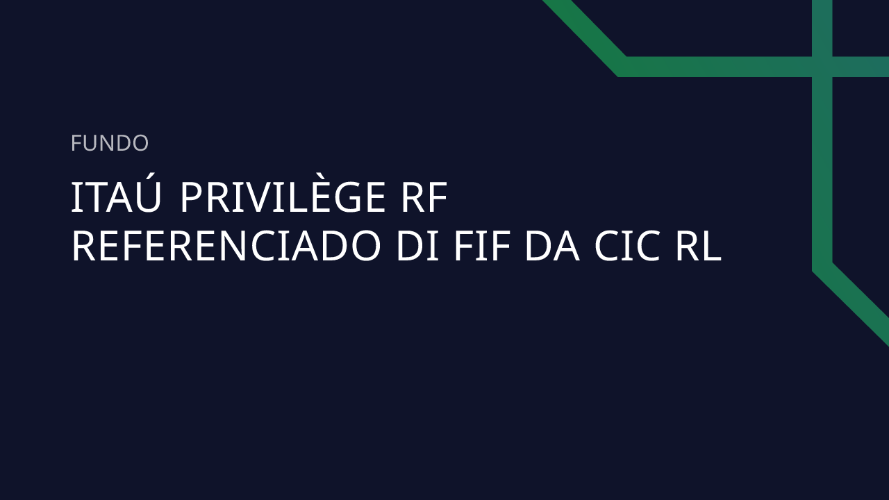 Fundo Itaú Privilège RF Referenciado DI FIF DA CIC RL