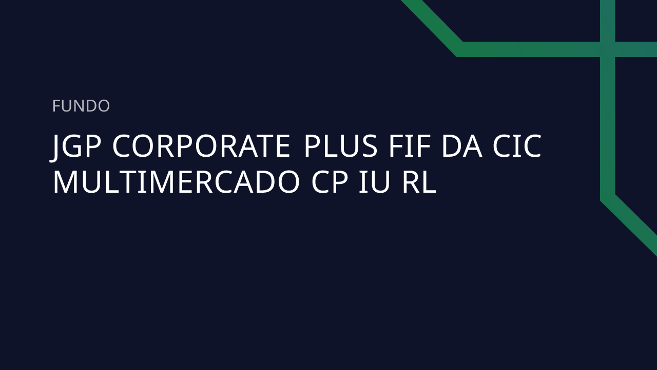 Fundo JGP Corporate PLUS FIF DA CIC Multimercado CP Iu RL