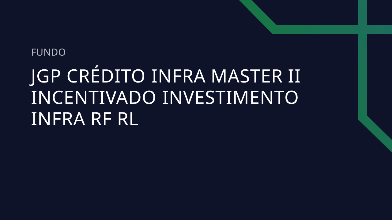 Fundo JGP Crédito Infra Master II Incentivado Investimento Infra RF RL