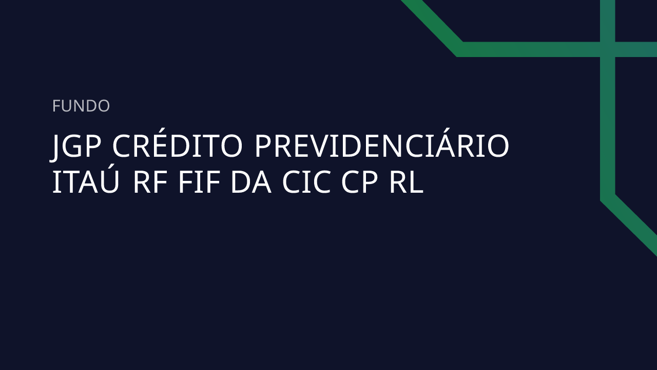 Fundo JGP Crédito Previdenciário Itaú RF FIF DA CIC CP RL