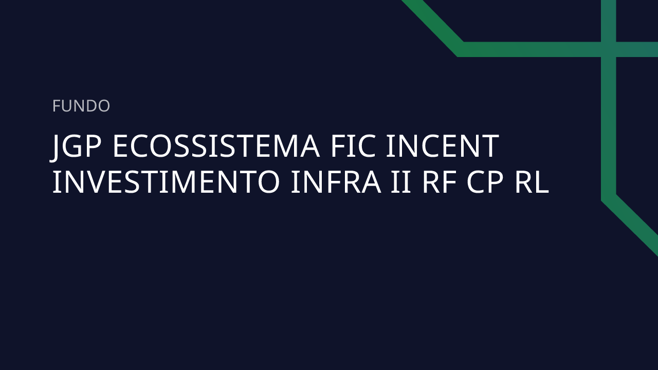 Fundo JGP Ecossistema FIC Incent Investimento Infra II RF CP RL