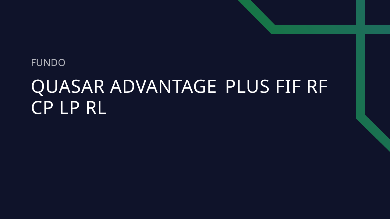 Fundo Quasar Advantage PLUS FIF RF CP LP RL - 29.196.922/0001-06