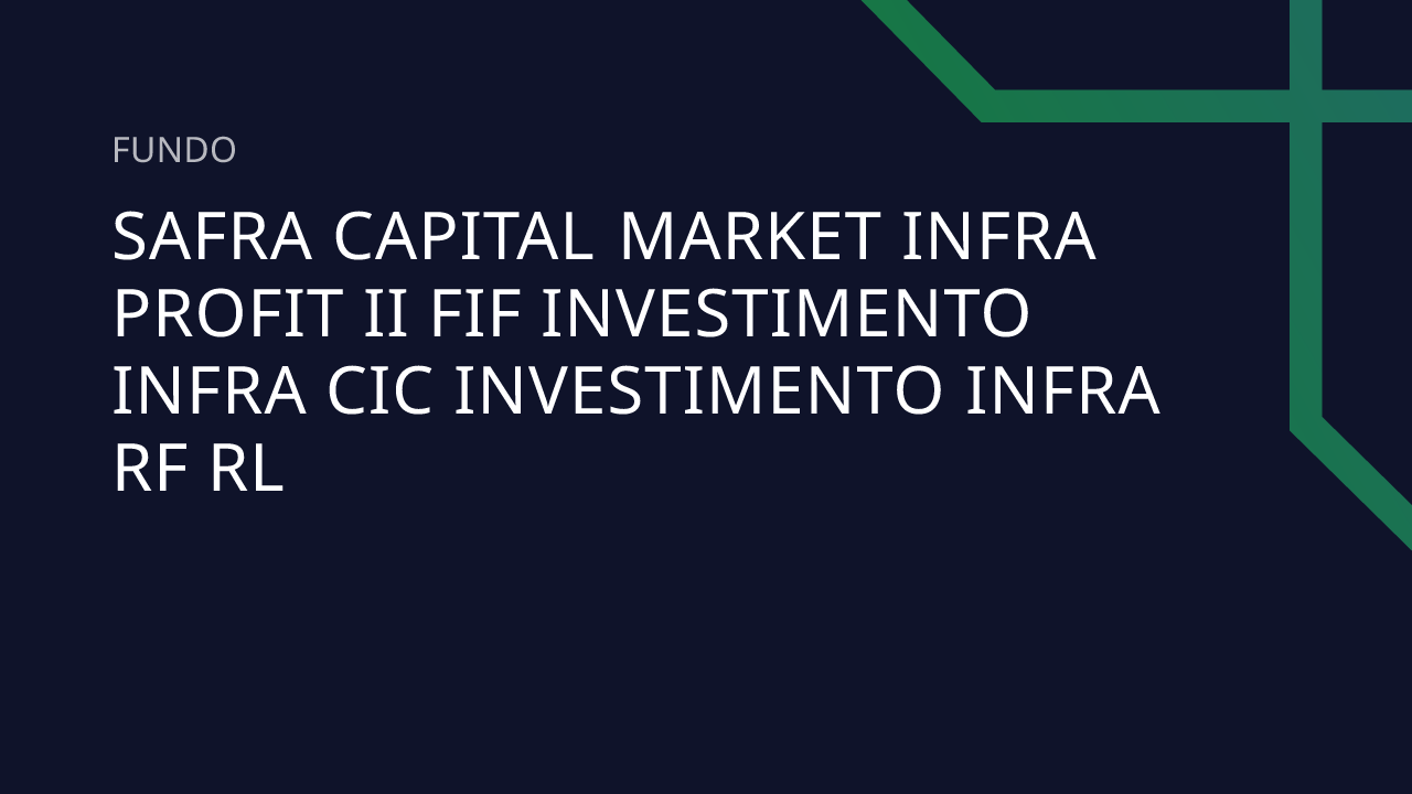 Fundo Safra Capital Market Infra Profit II FIF Investimento Infra CIC ...