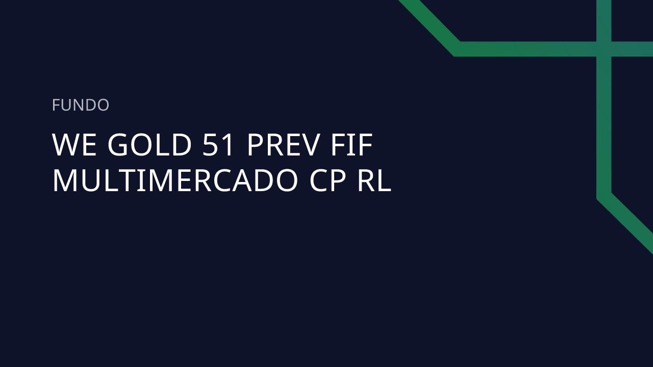 Fundo WE GOLD 51 Prev FIF Multimercado CP RL - 41.609.772/0001-02